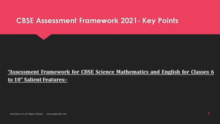 Cbse Assessment Framework for Science, Mathematics and English for ...