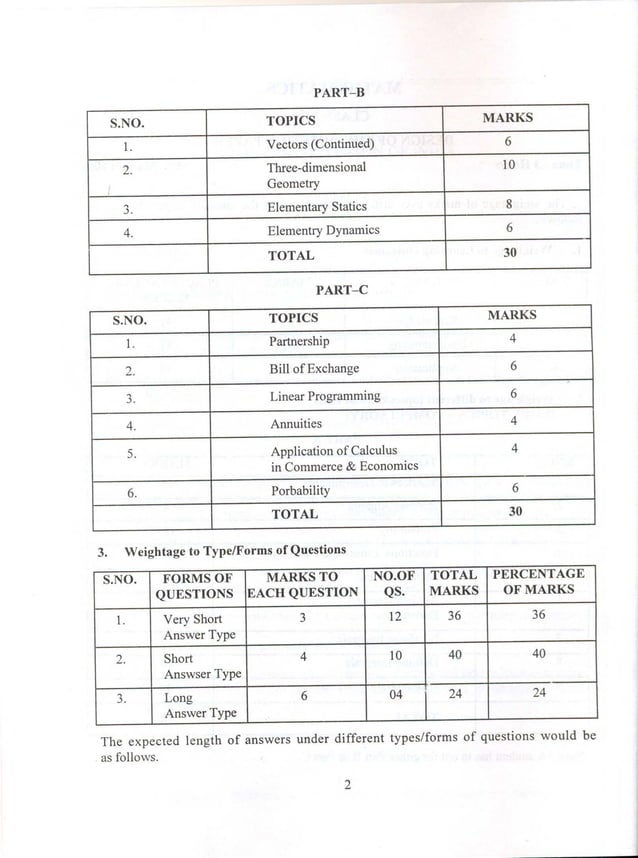 Cbse blueprint maths | PDF