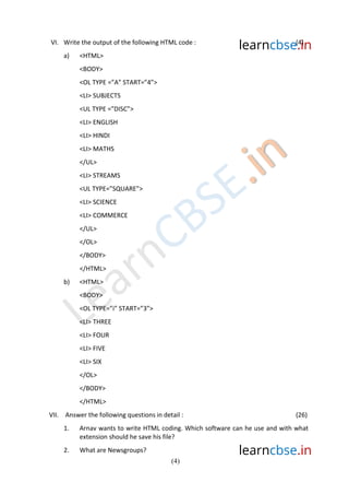Cbse class 10 computer science sample paper sa1 2014 (1) | PDF