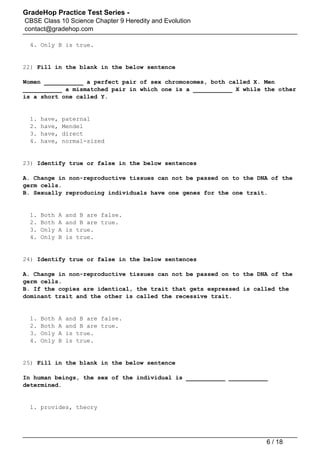 Cbse class 10 science chapter 9 heredity and evolution2015 11-09 | PDF