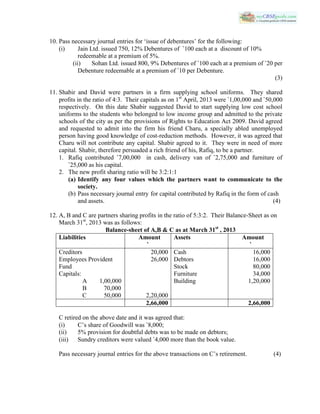 Cbse class 12 accountancy sample paper 1 | PDF