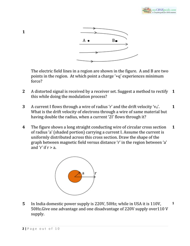 Cbse class 12 physics sample paper 02 (for 2014) | PDF