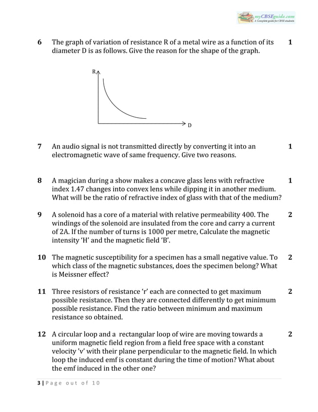 Cbse class 12 physics sample paper 02 (for 2014) | PDF