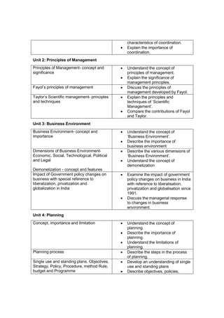 Cbse class 12 syllabus 2020 21 business studies | PDF