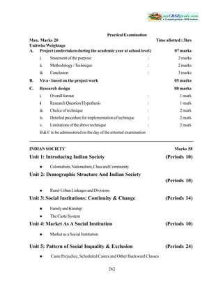 Cbse class 12 syllabus for 2011 2012 sociology | PDF