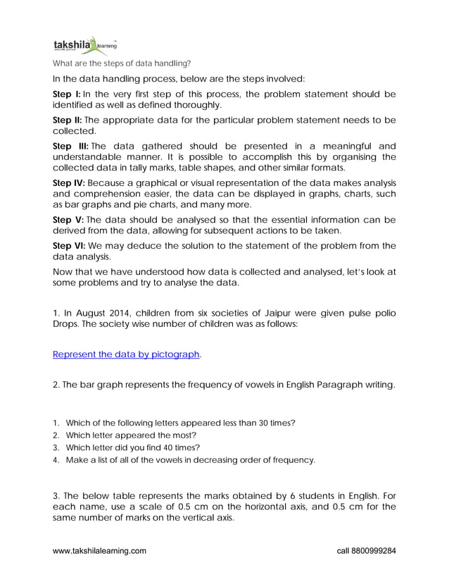 CBSE Class 6 Maths Data Handling Worksheets with Answers | PDF