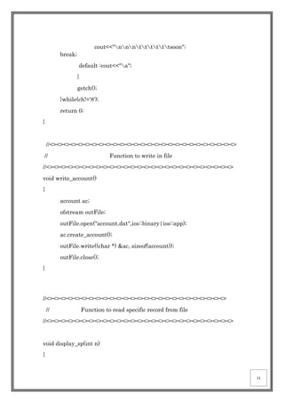 Cbse computer science (c++) class 12 board project bank managment system | PDF