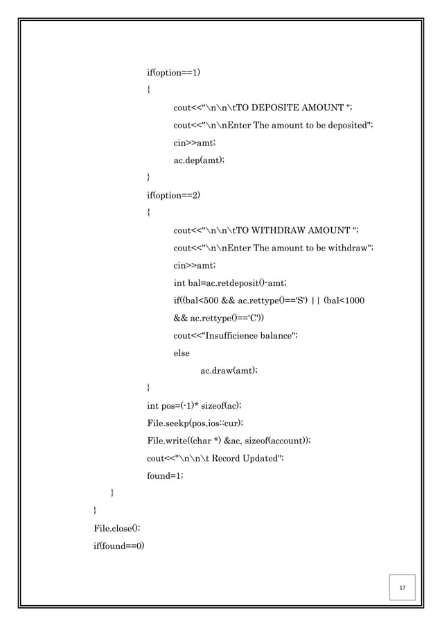 Cbse computer science (c++) class 12 board project bank managment ...