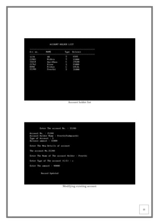 Cbse computer science (c++) class 12 board project bank managment system | PDF