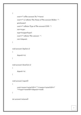 Cbse computer science (c++) class 12 board project bank managment ...