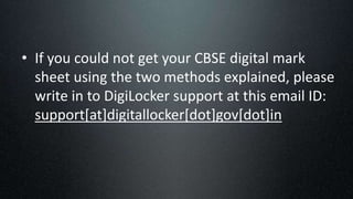 How CBSE Students can get their Digital Marksheets from DigiLocker | PPT