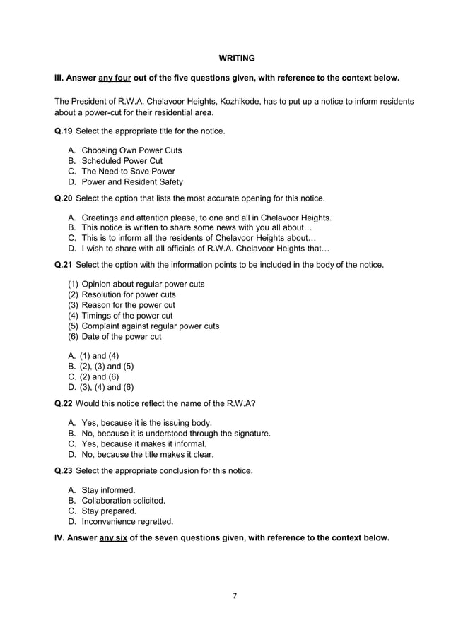 CBSE English XII Sample Question Paper with KEY | PDF