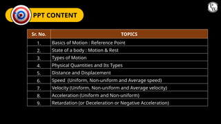 Comprehensive Physics Presentation on Motion for Class 9 Students | PPTX