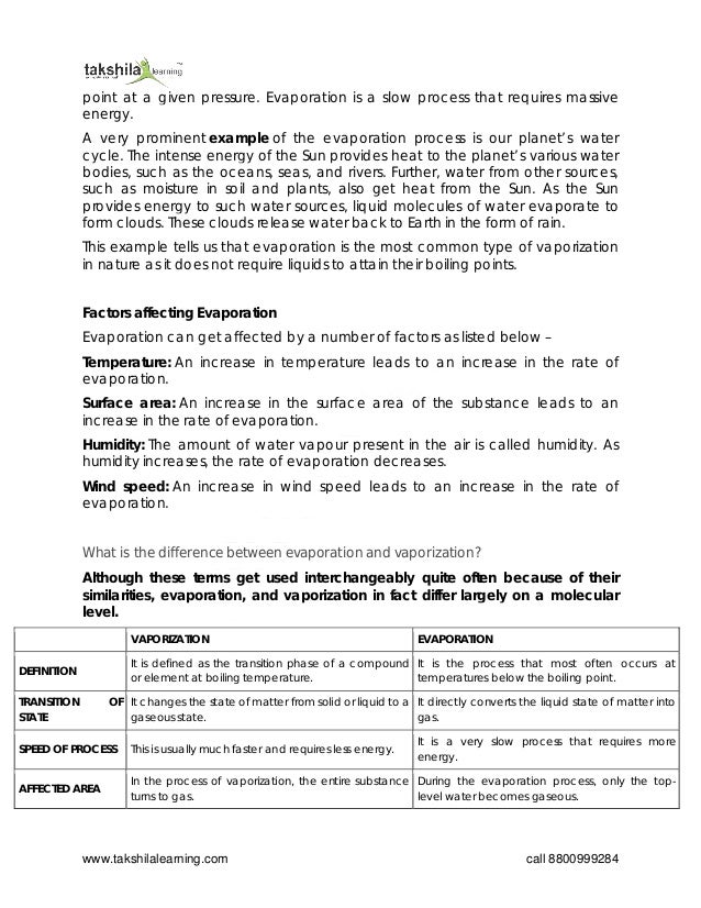 Cbse online class 9 science – evaporation vs vaporization | PDF