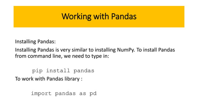 Data Analysis with Python Pandas | PPTX