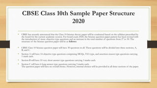 Cbse sample papers for class 10 science | PPTX