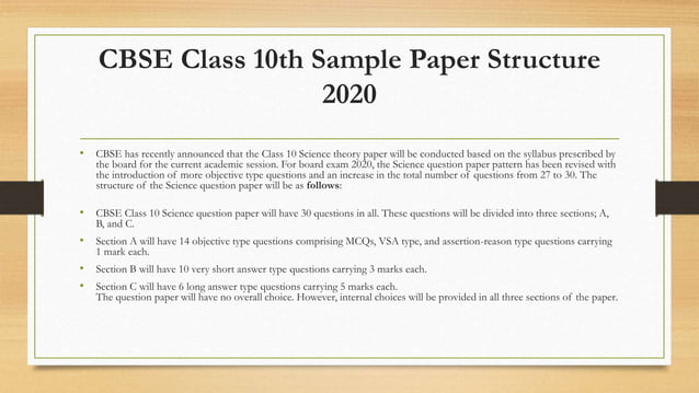 Cbse sample papers for class 10 science | PPT