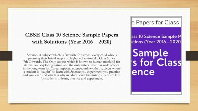 Cbse sample papers for class 10 science | PPT