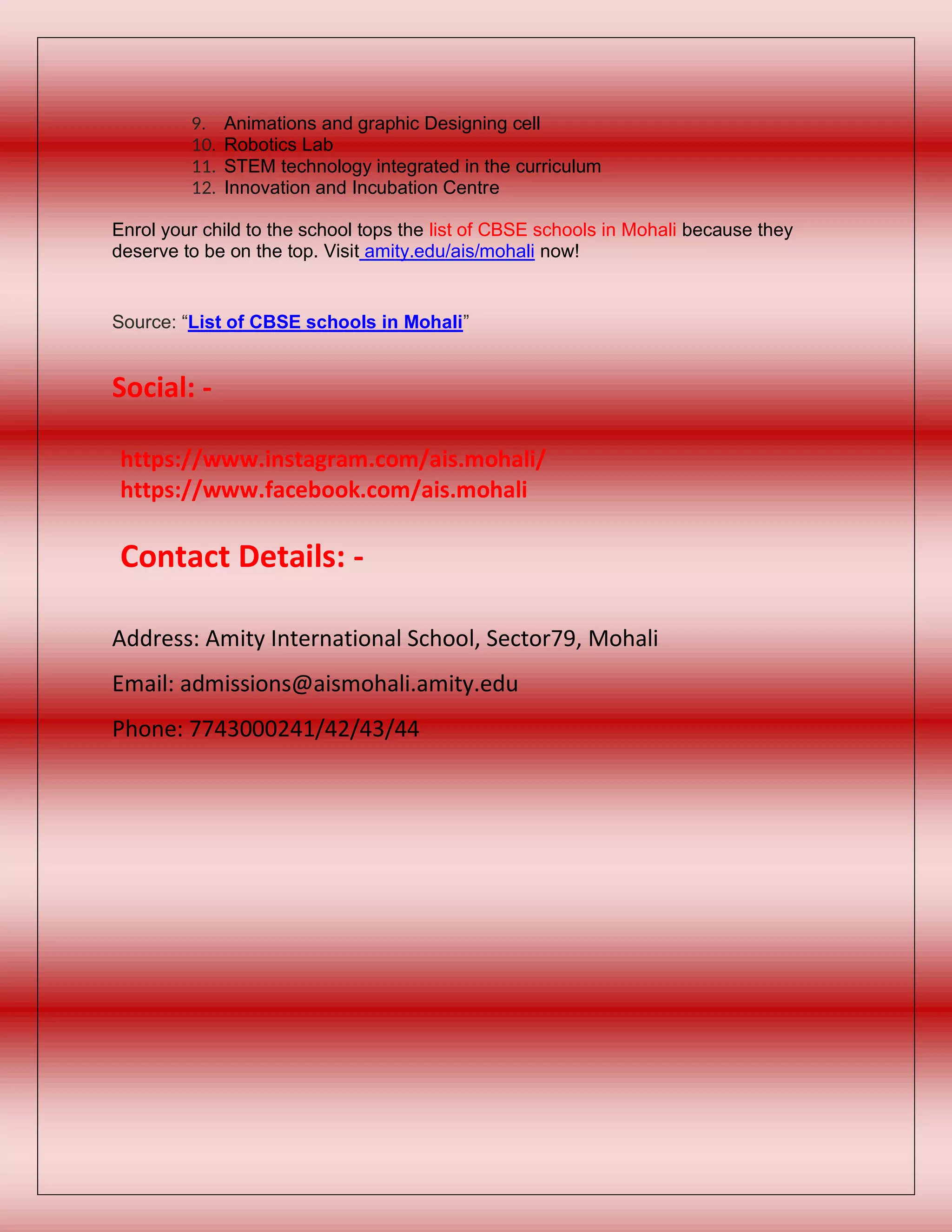 CBSE school in mohali - Amity ais Mohali.pdf