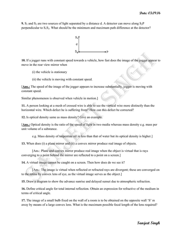 Questioons on Optics_ For CBSE Students | PDF