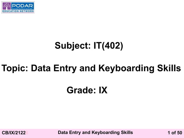 CBSE_Std_IX_DataEntry_and_Keyboarding_Skills.ppt | Computer Peripherals ...