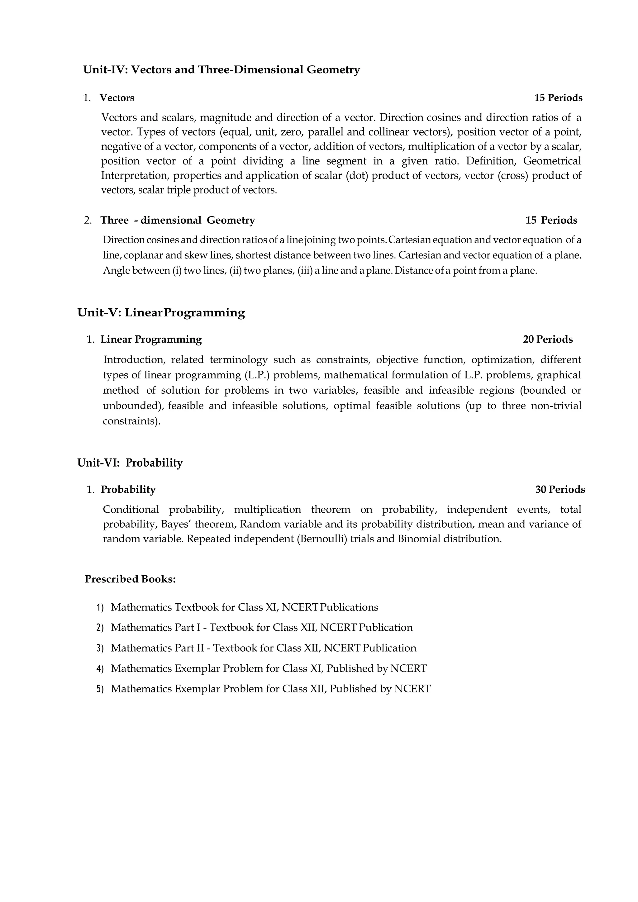 CBSE Syllabus for Class 12th Mathematics 2018- 19 | PDF