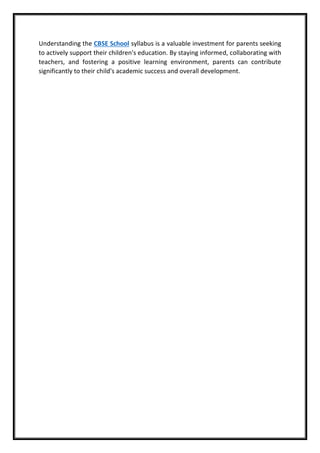 CBSE Syllabus Simplified A Detailed Overview for Parents | PDF