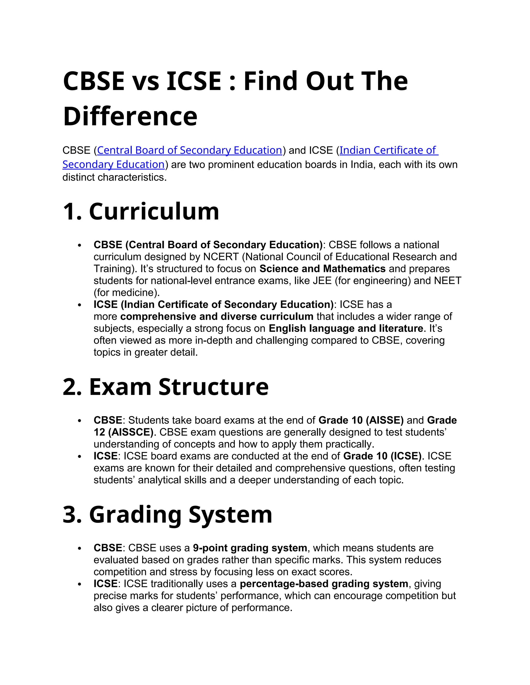 CBSE vs ICSE – Why CBSE Is Better Than ICSE | PDF