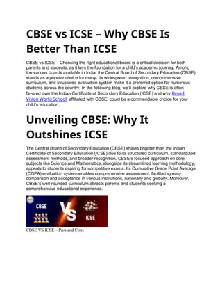 CBSE vs ICSE – Why CBSE Is Better Than ICSE | DOCX