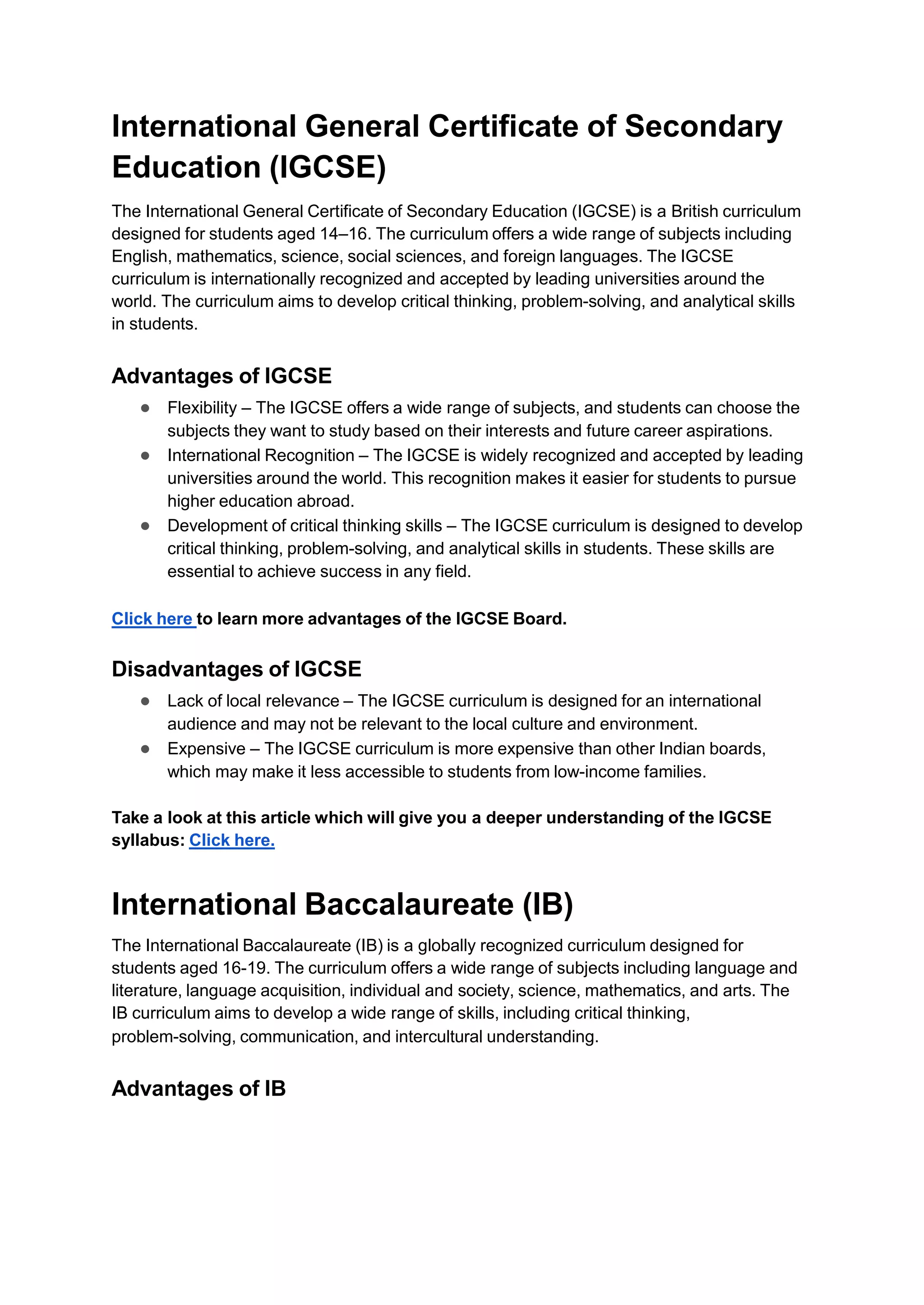 CBSE vs ICSE vs IGCSE vs IB: Which one is the right board? | PPTX
