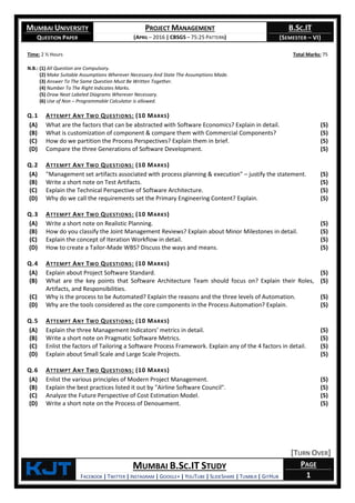 Project Management (April – 2016) [Question Paper | CBSGS: 75:25 ...