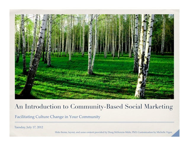 An Introduction to Community-Based Social Marketing - Facilitating ...