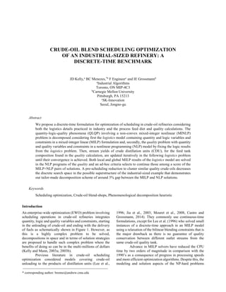 CRUDE-OIL BLEND SCHEDULING OPTIMIZATION OF AN INDUSTRIAL-SIZED REFINERY: A DISCRETE-TIME ...