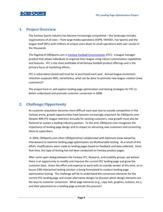 CBS Sports landing page optimization methodology names removed | PDF