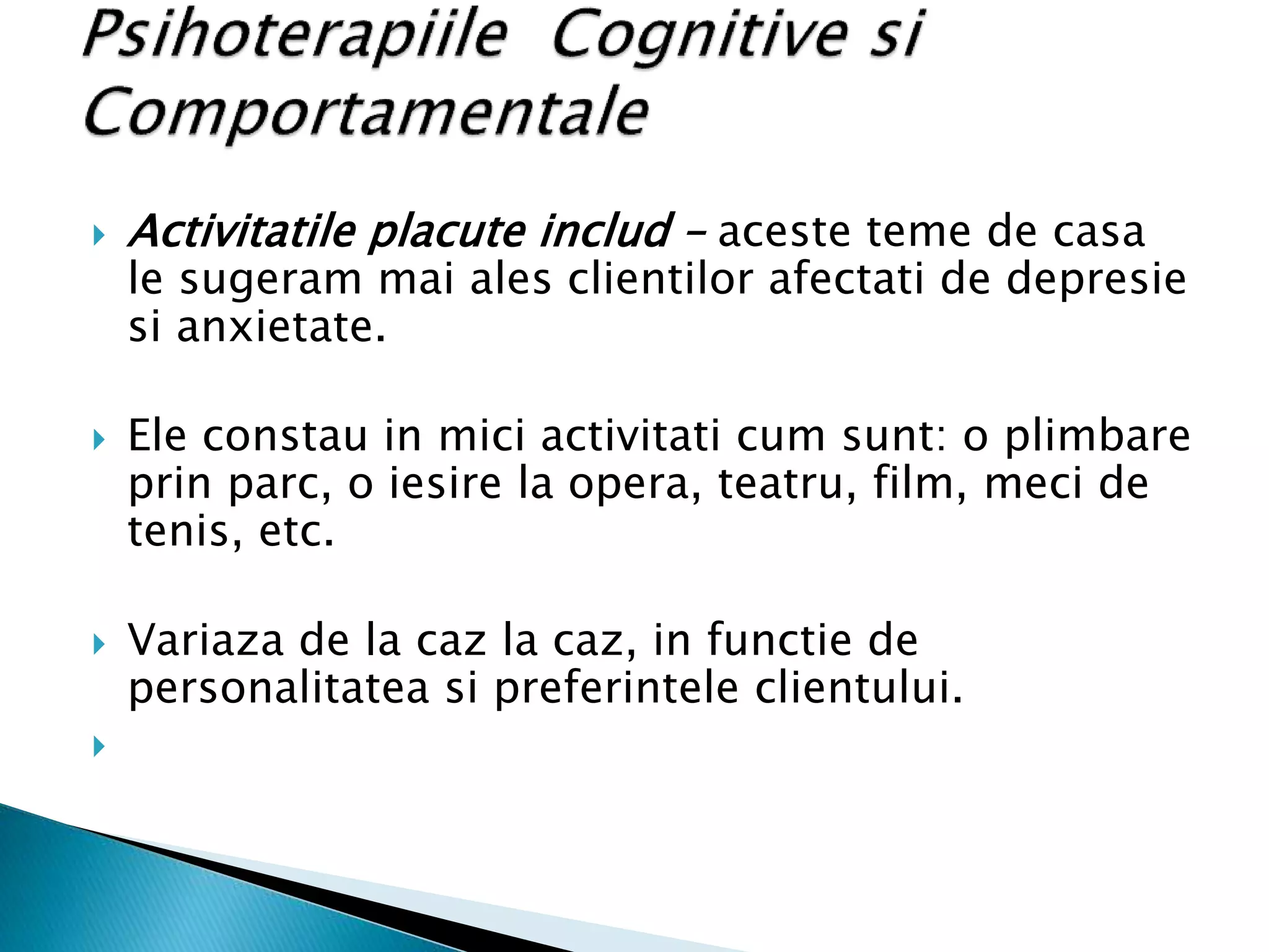 Psihoterapiile Cognitiv-Comportamentale | PPTX