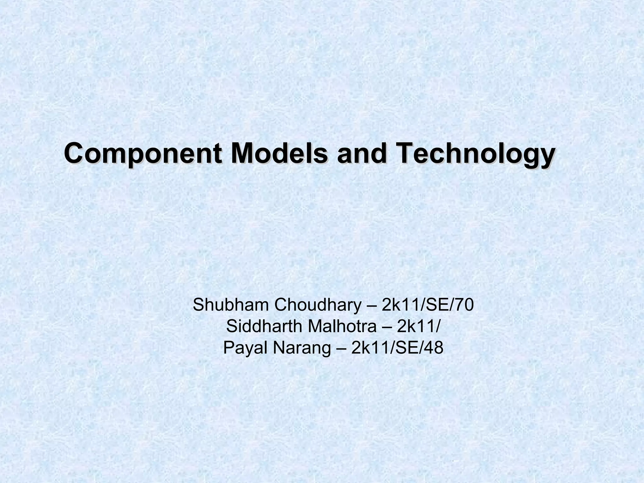 Cbt component based technology architectures | PPT