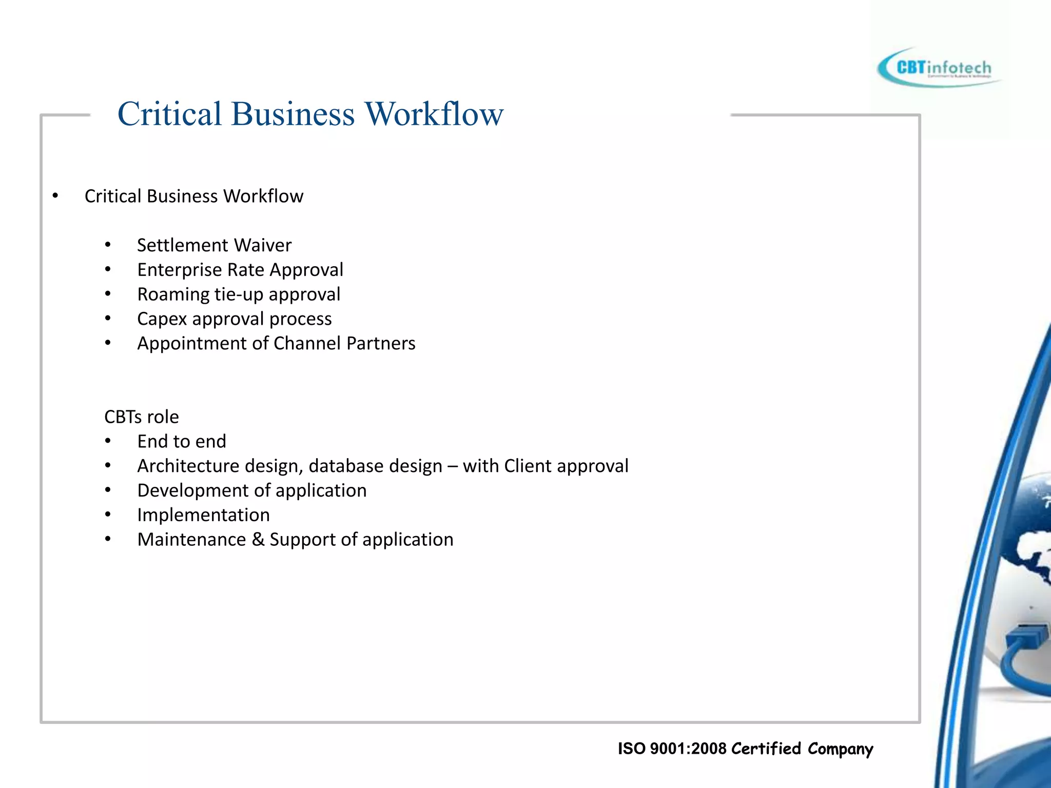 Cbt infotech companyprofile 18th | PPTX | Computer Software and Applications | Computing