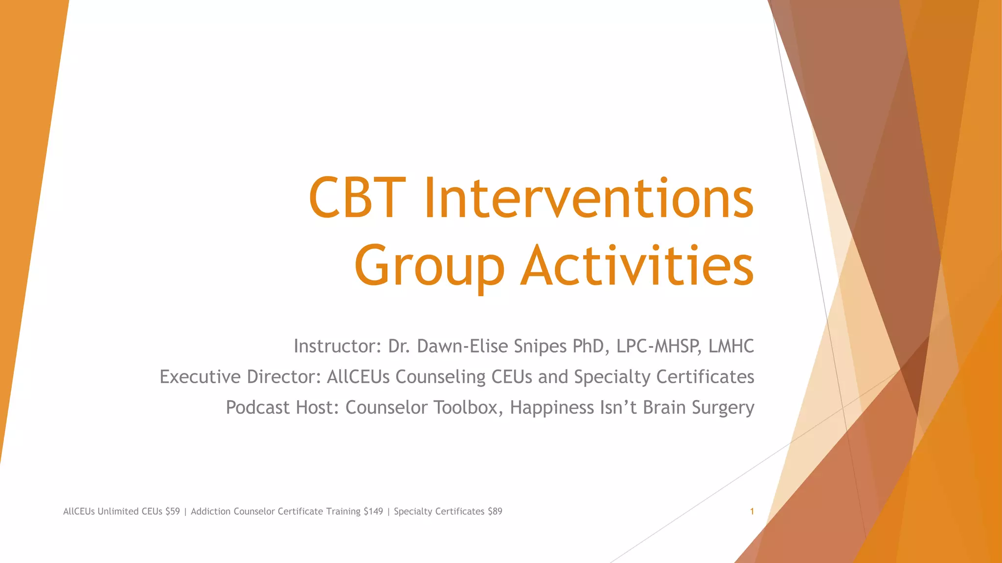 Cognitive Behavioral Group Activities | PPTX