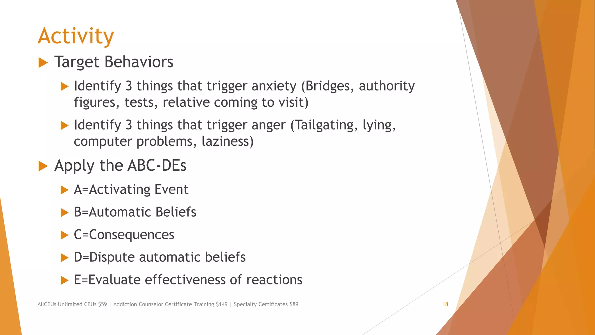 Cognitive Behavioral Group Activities | PPTX