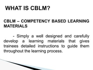 COMPETENCY BASED TRAINING FOR TD NCII ORIENTATION | PPTX