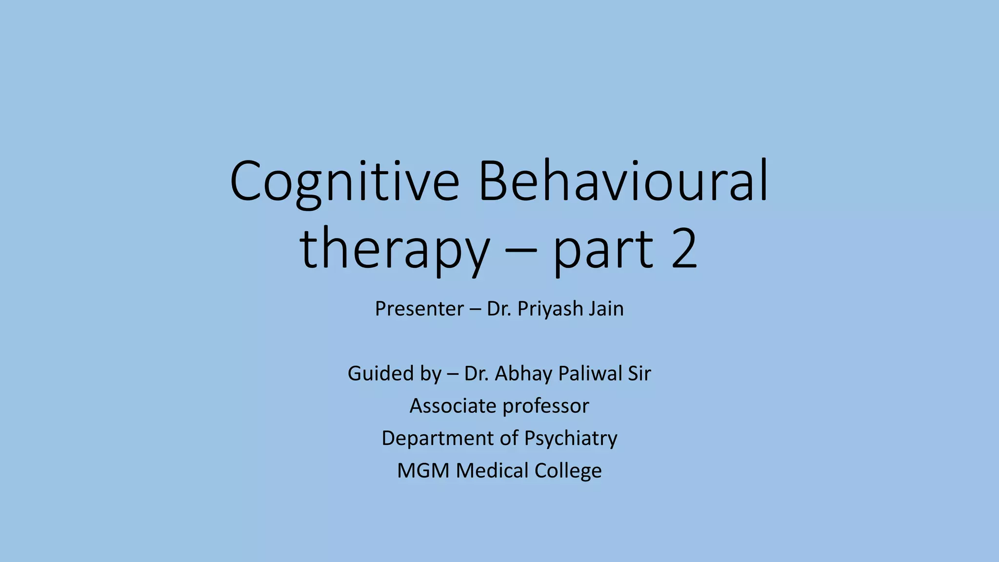 Cognitive Behavioral Therapy | PPT