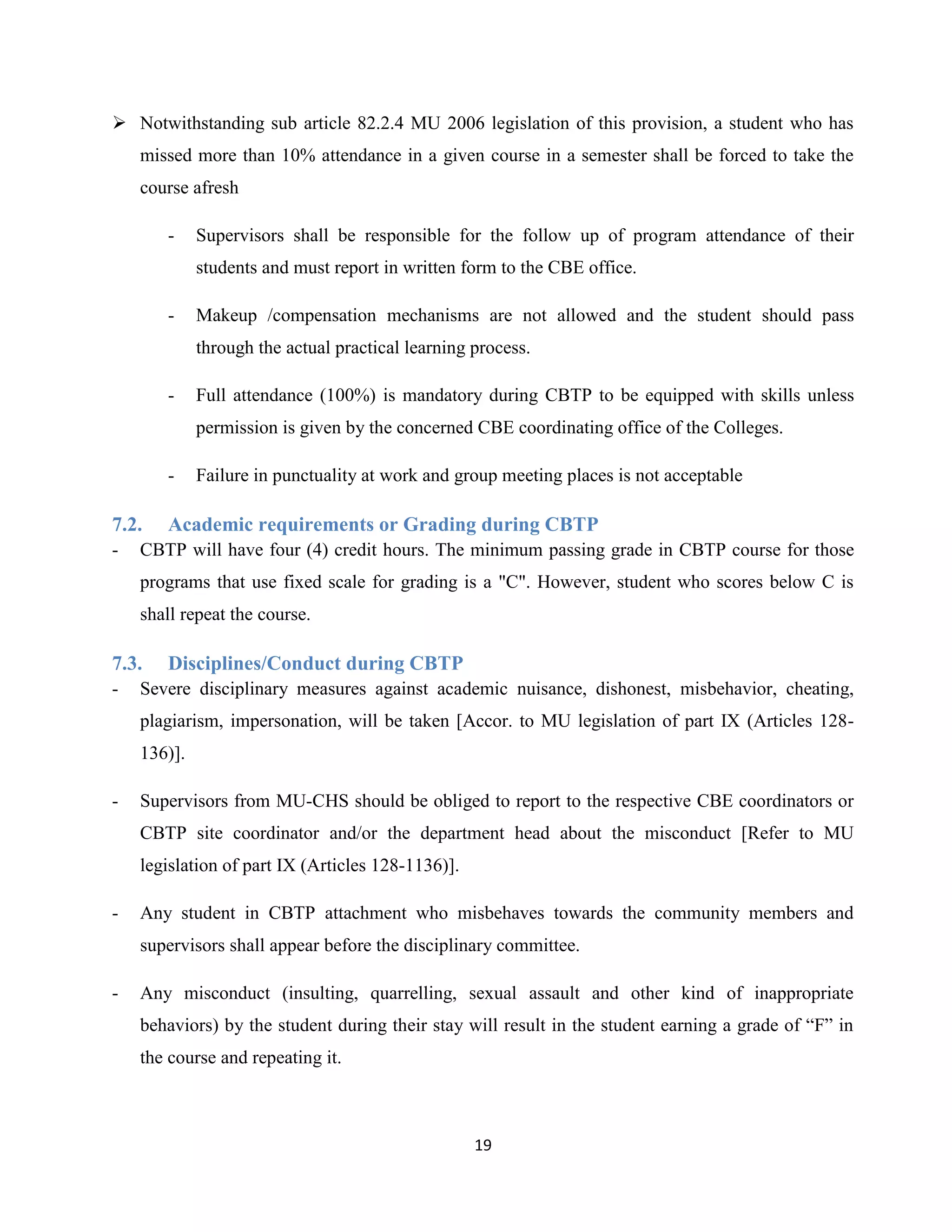 Community Based Training Program (CBTP) manual of College of Health Science Mekelle University ...