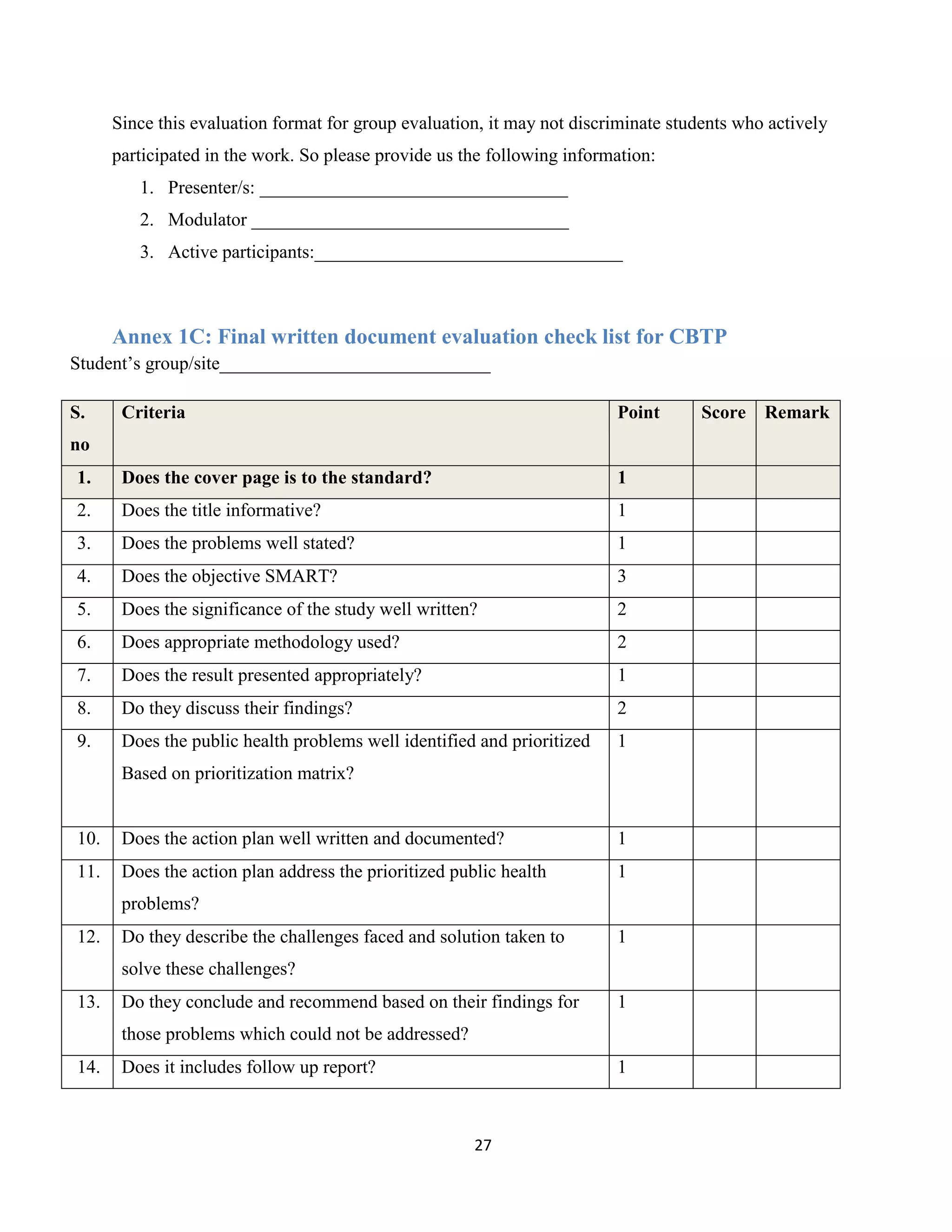 Community Based Training Program (CBTP) manual of College of Health ...