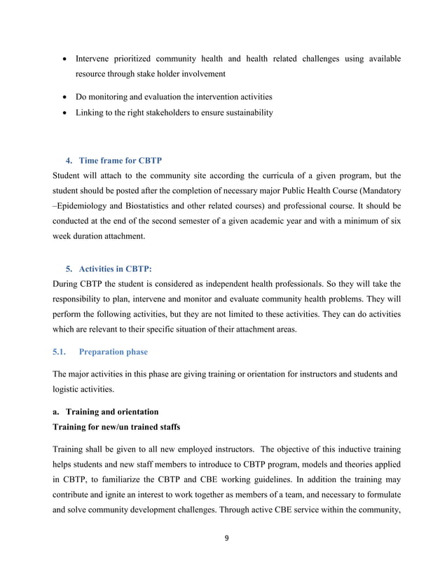 Community Based Training Program (CBTP) manual of College of Health ...