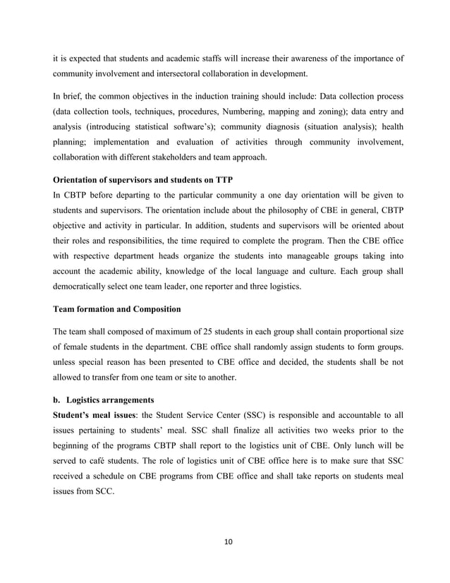 Community Based Training Program (CBTP) manual of College of Health Science Mekelle University ...