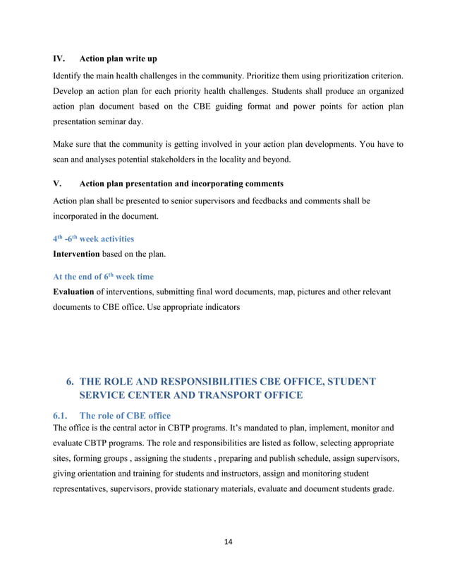 Community Based Training Program (CBTP) manual of College of Health ...