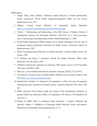 Community Based Training Program (CBTP) manual of College of Health ...