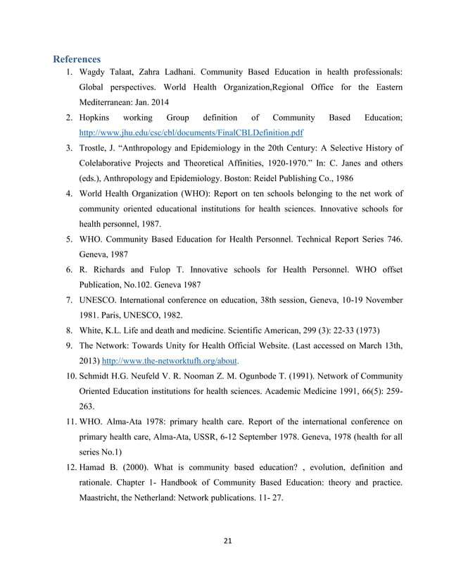 Community Based Training Program (CBTP) manual of College of Health ...