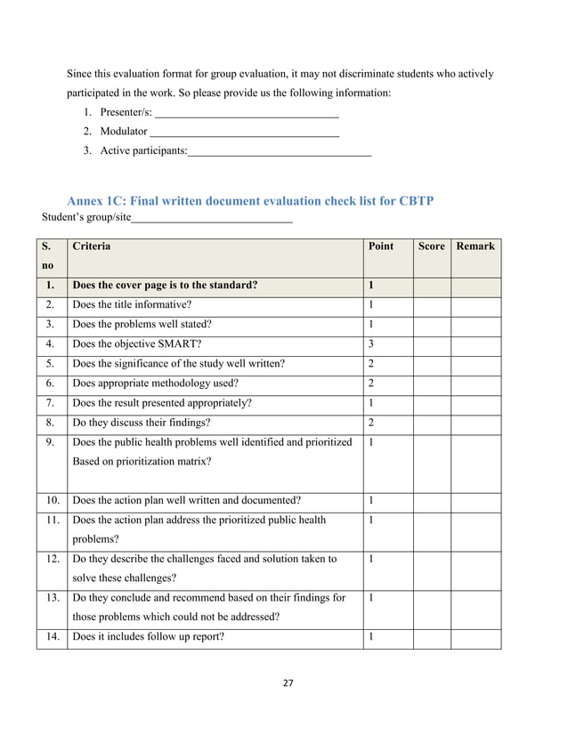 Community Based Training Program (CBTP) manual of College of Health ...