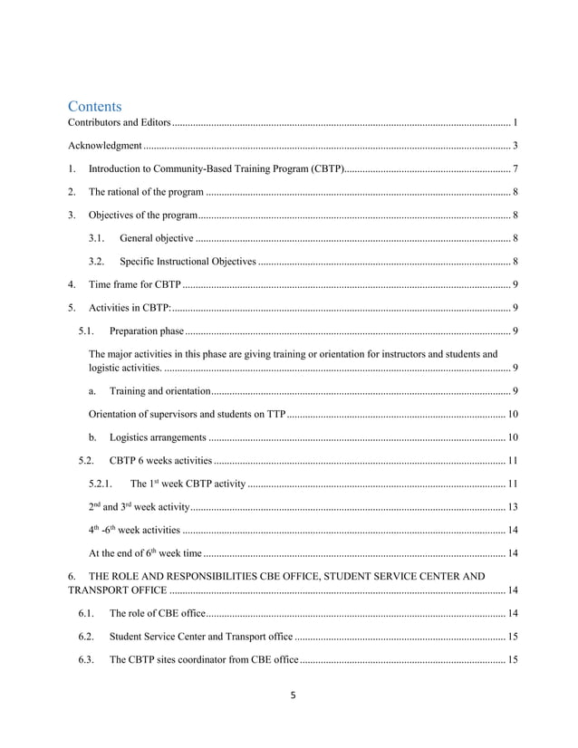 Community Based Training Program (CBTP) manual of College of Health ...
